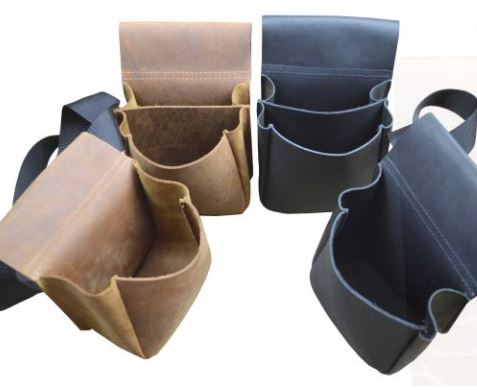 SHOTGUN SHELL DOUBLE POUCH LEATHER BLACK - Bankstown Gun Shop