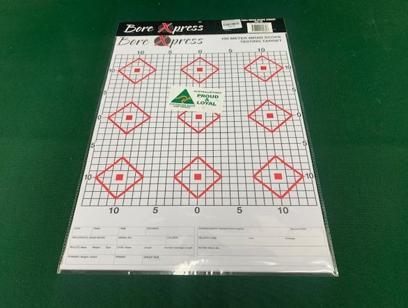 TARGET PAPER BORE XPRESS MRAD TARGET PACK (10) - Bankstown Gun Shop