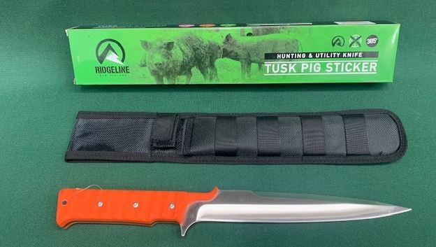 KNIFE RIDGELINE PIG STICKER ''TUSK'' SINGLE EDGE - BLAZE ORANGE IN ...